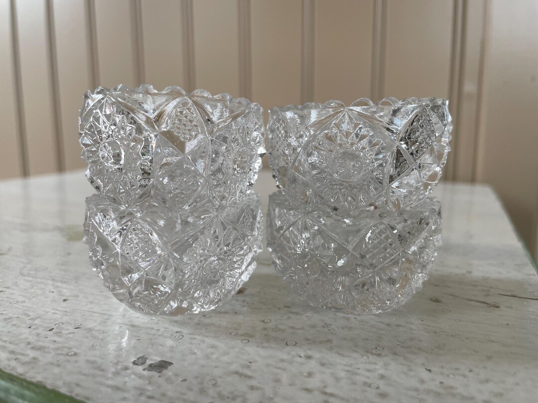 EAPG Imperial Glass Cut Glass Crystal Open Salt Cellars Set of 4 Read ...