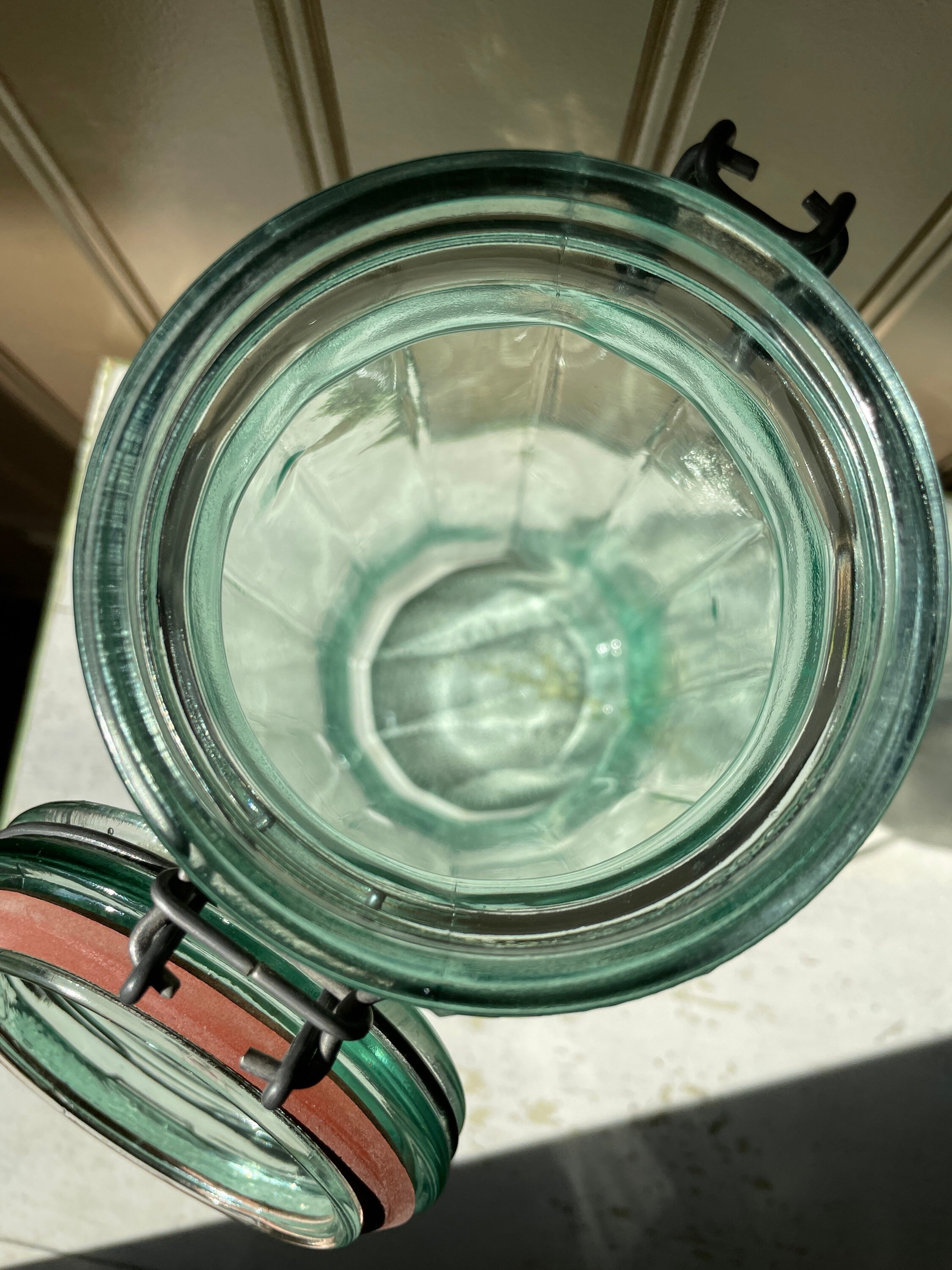 Aqua Glass Hinged Lid Canister With Wire Bale Made in Italy - Etsy