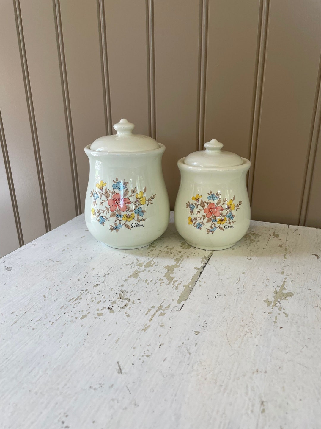 Saltera Floral Mist Small Canisters Ceramic Canisters Set of 2 - Etsy