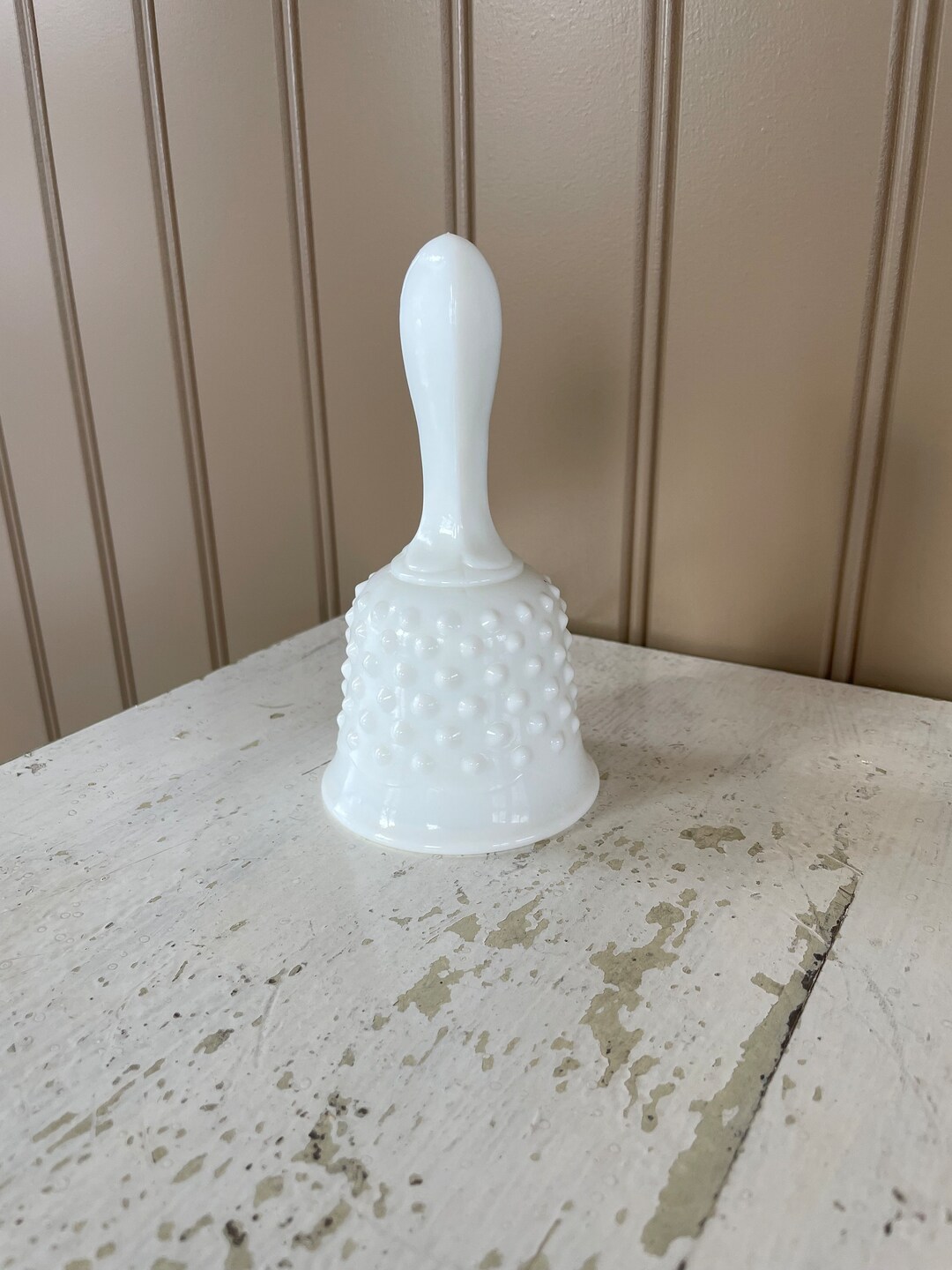 Fenton Hobnail Milk Glass Bell With Glass Clapper - Etsy