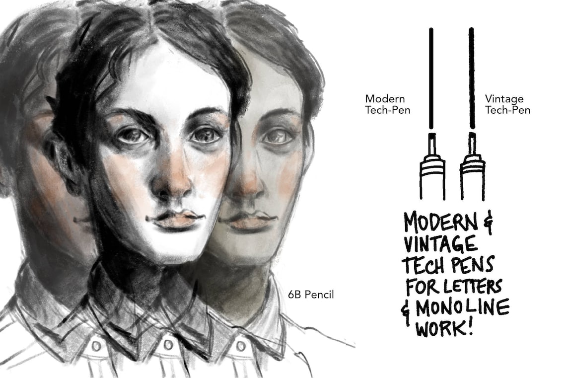 Procreate Vintage Comic Book Ink Brush Kit - Etsy