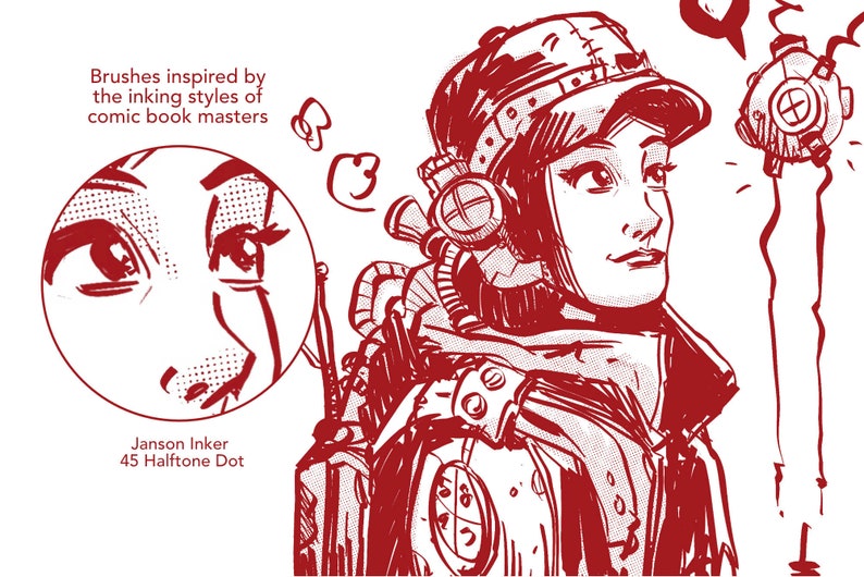 Procreate Vintage Comic Book Ink Brush Kit - Etsy