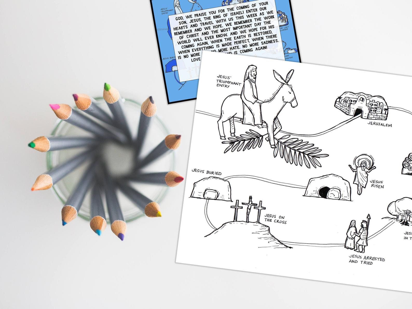 Children's Holy Week Guide - Coloring Pages + Prayer Cards - Instant ...