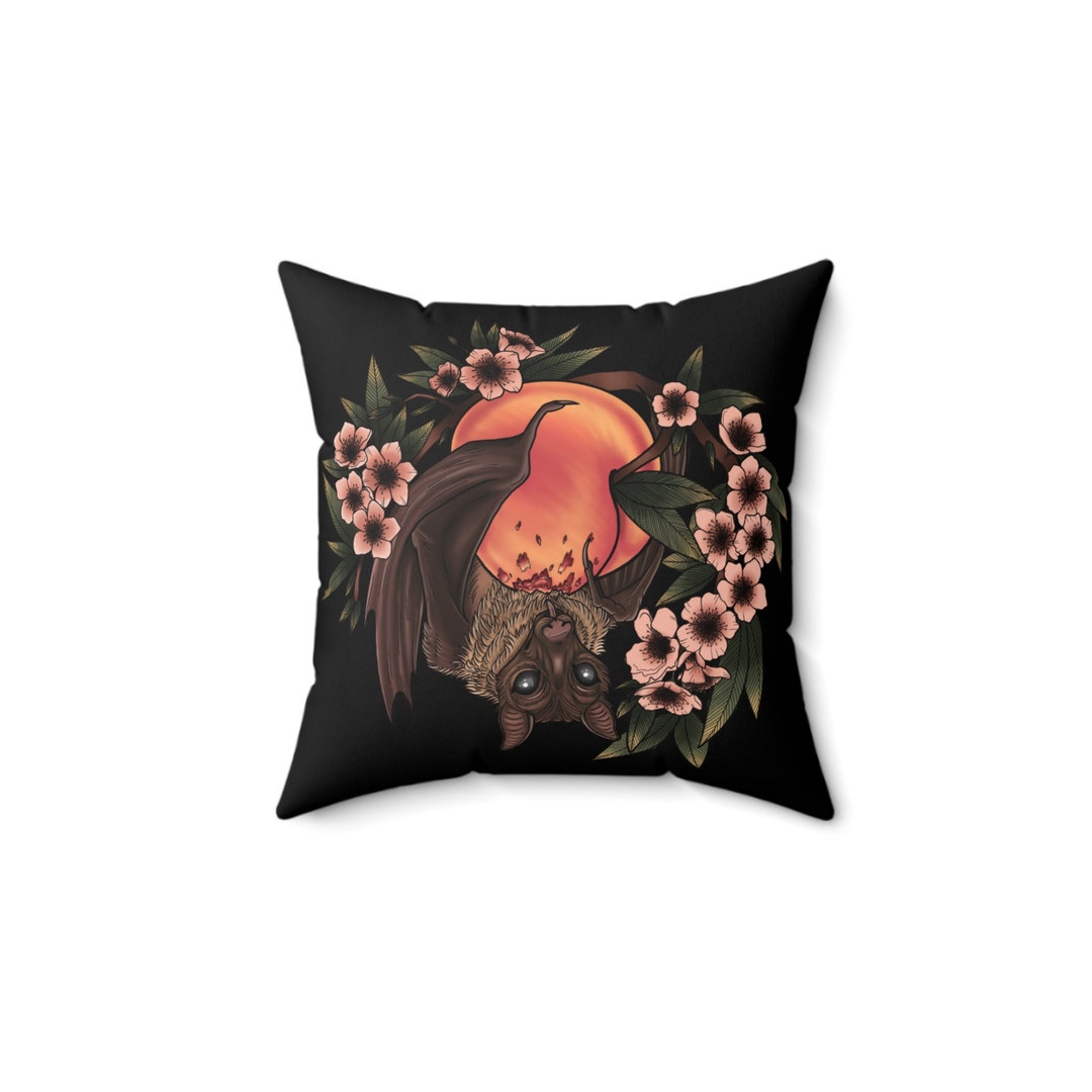 Fruit Bat Eating Peaches Design Spun Polyester Square Pillow - Etsy