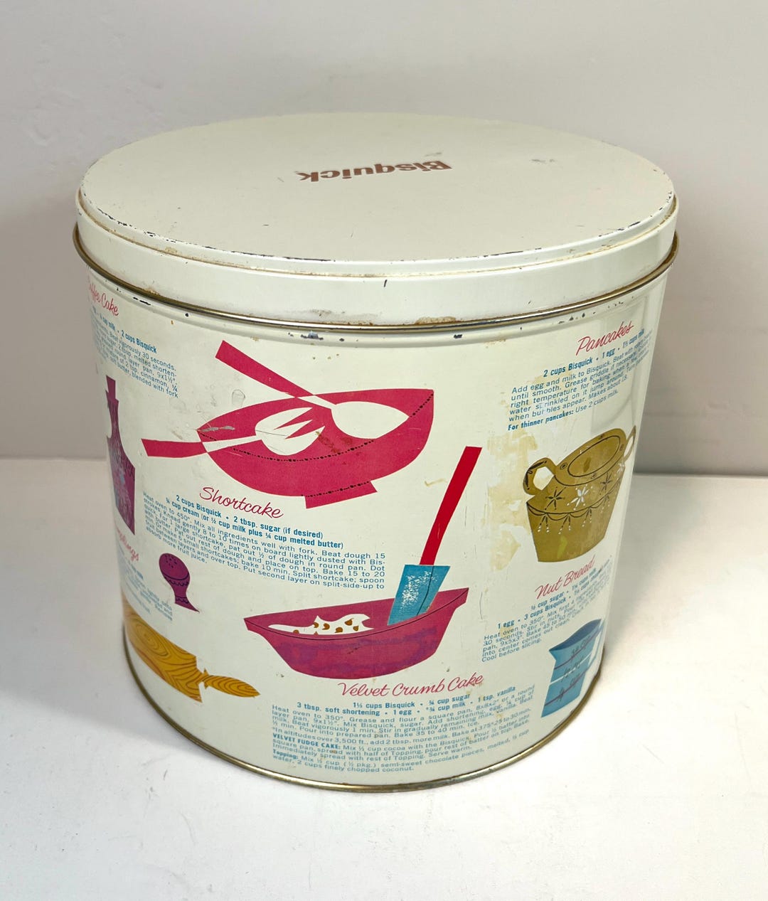 Vintage Upright Bisquick Cylinder Cookie Tin; Vintage Cylindrical ...