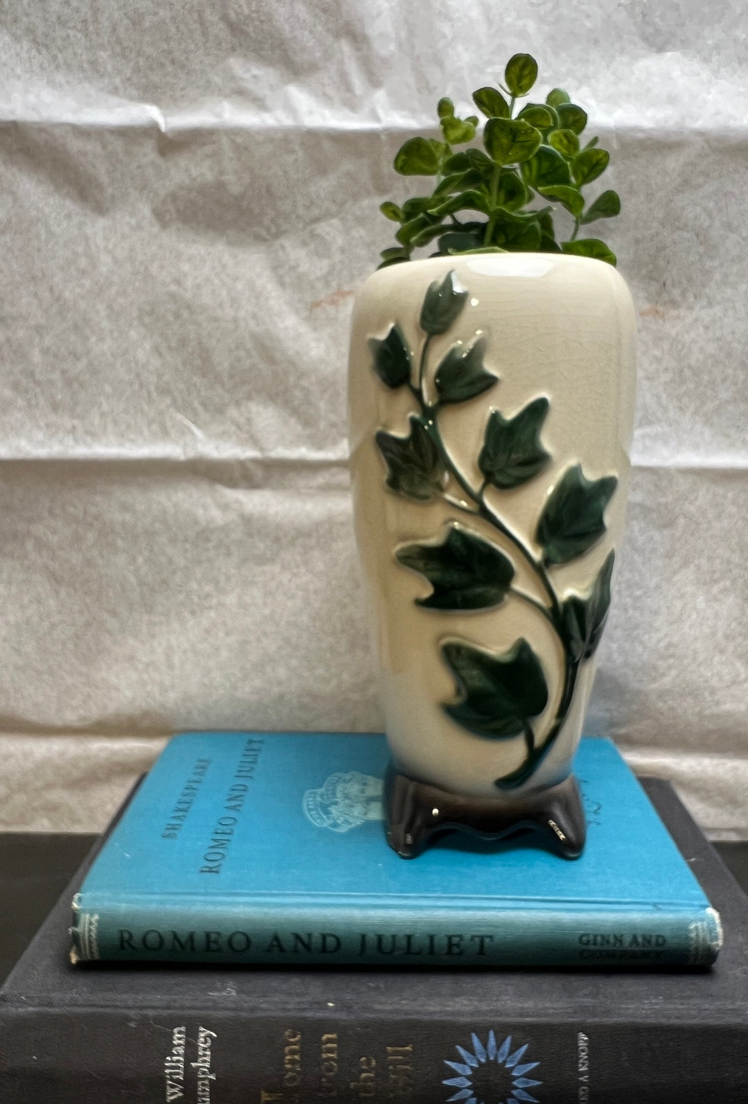 1950s Green Ivy Royal Copley Pottery Planter Vase, Vintage Footed Retro ...