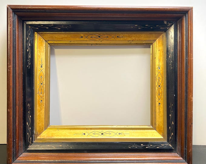 Antique Wood and Plaster Frame With Gold Paint and Hand Painted Gilt ...