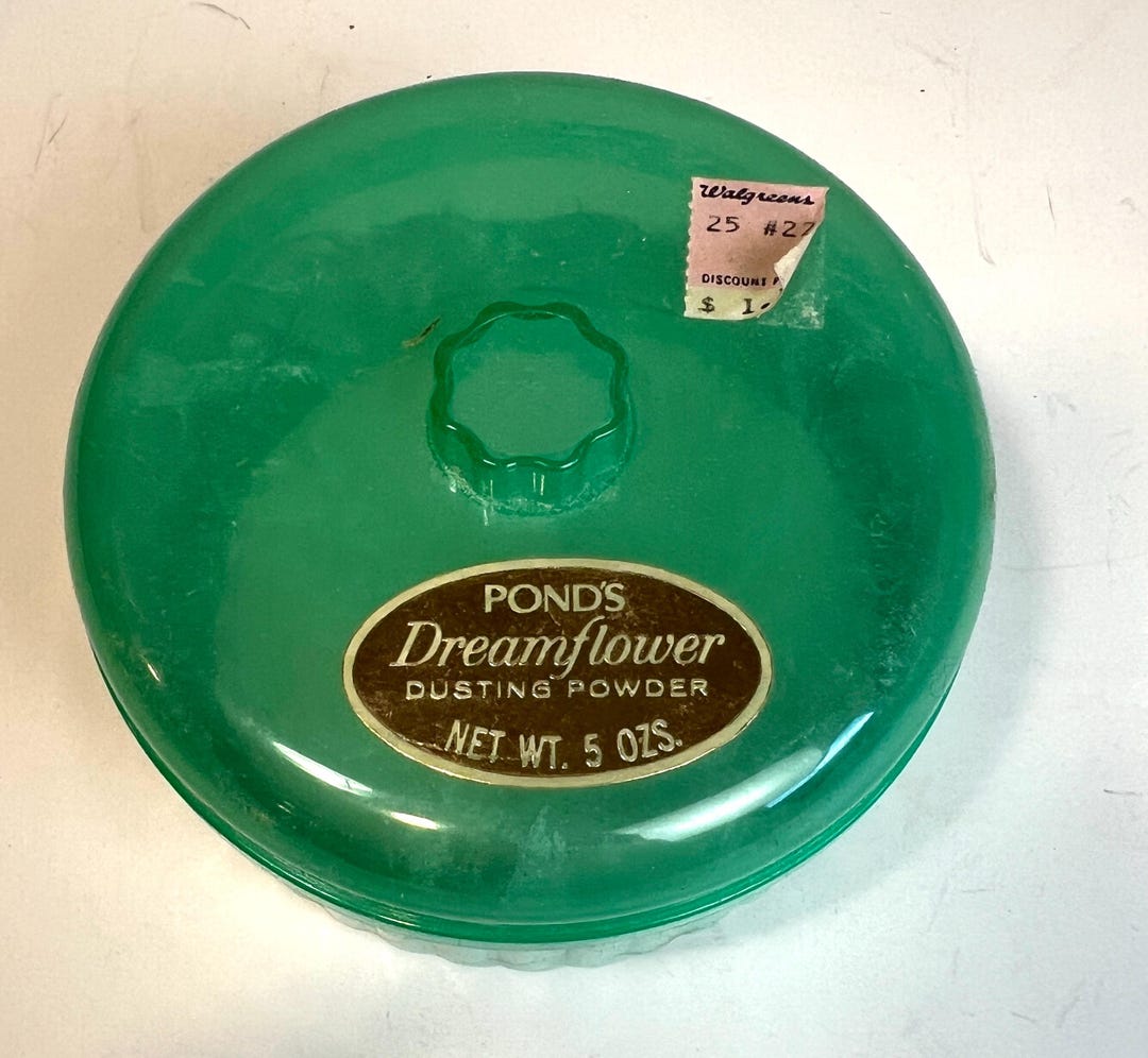 Vintage Green Plastic Ponds Dreamflower Dusting Powder Box With Powder ...