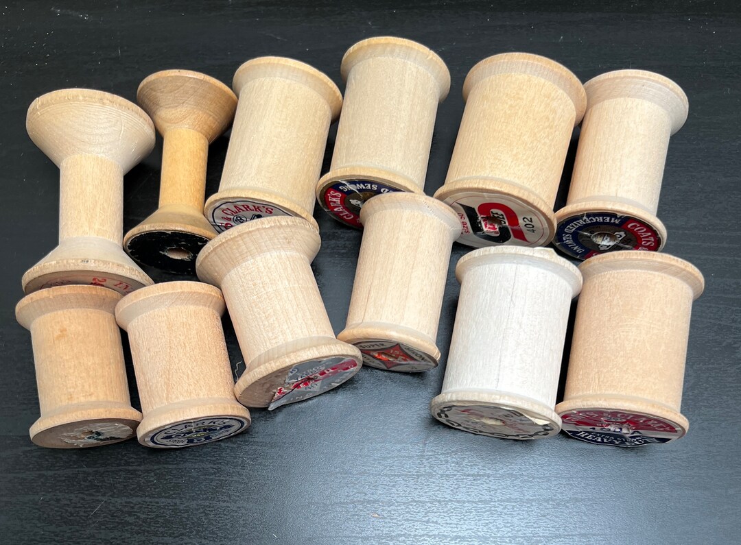 Lot of 12 Vintage / Antique Wooden Thread Spools, Lot of Empty Wood ...