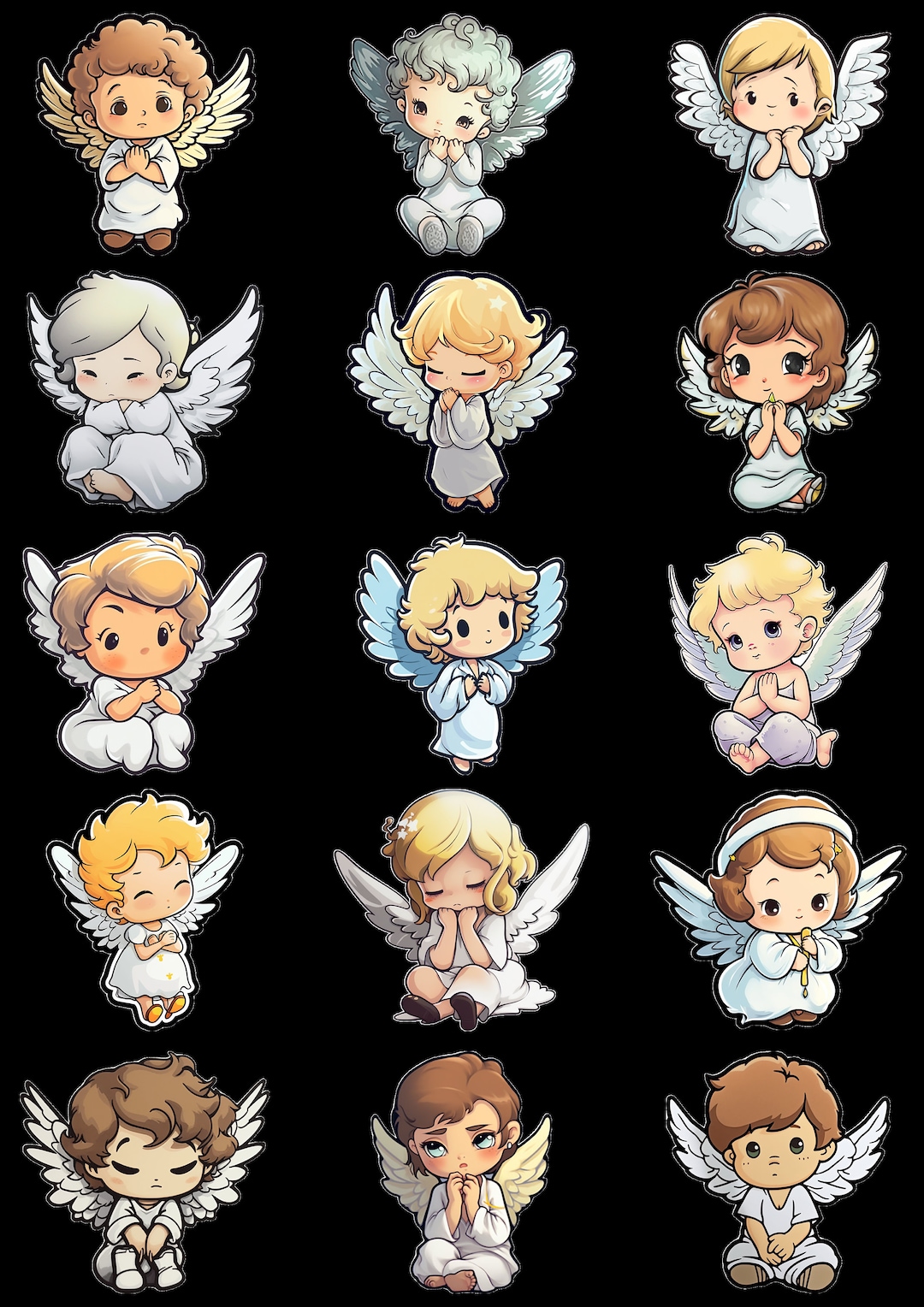 15 Cute Angel Stickers - A4 & 8.5x11" - Digital Download - Etsy