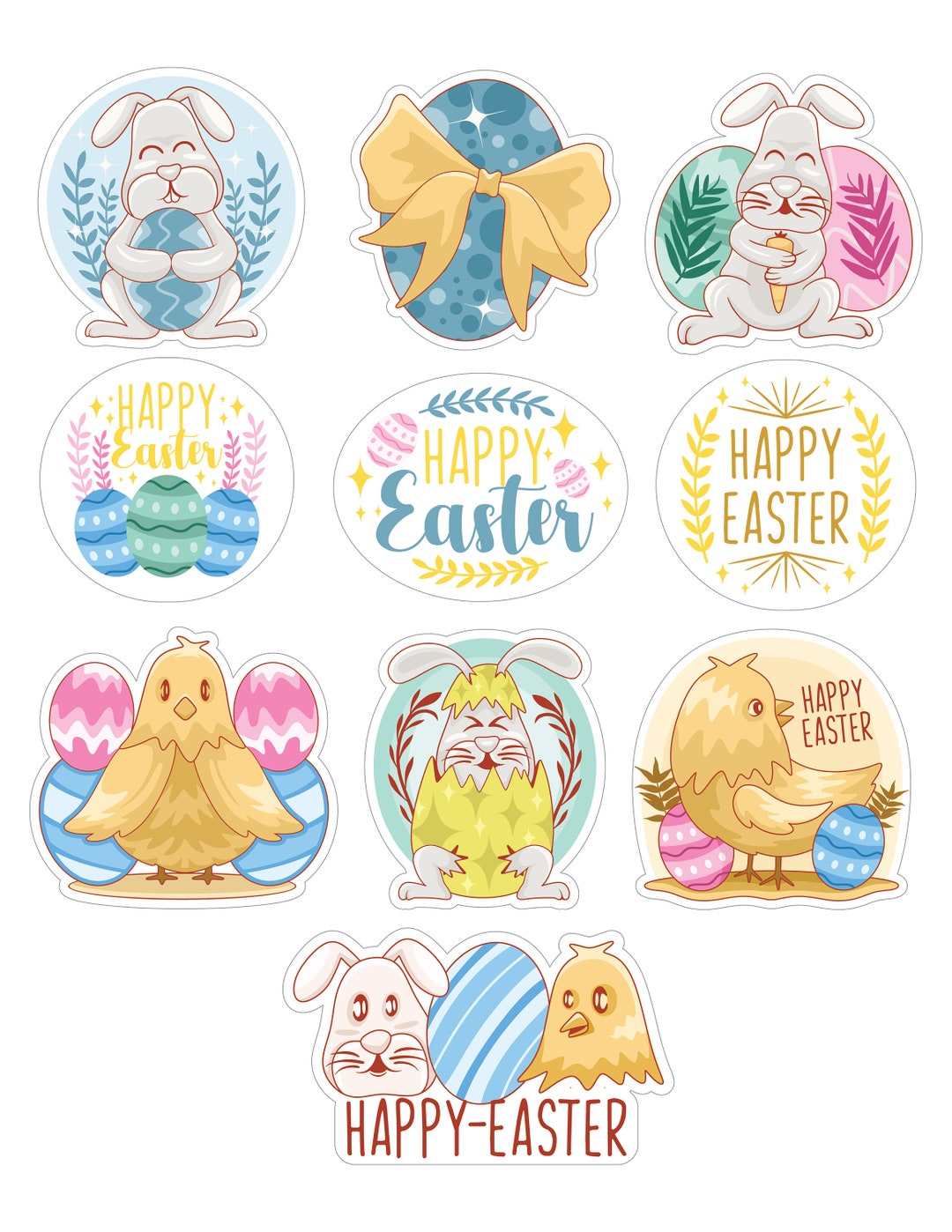 Cute Easter Easter Bunny A4 Stickers Stickers Cards Crafts Scrapbooking ...