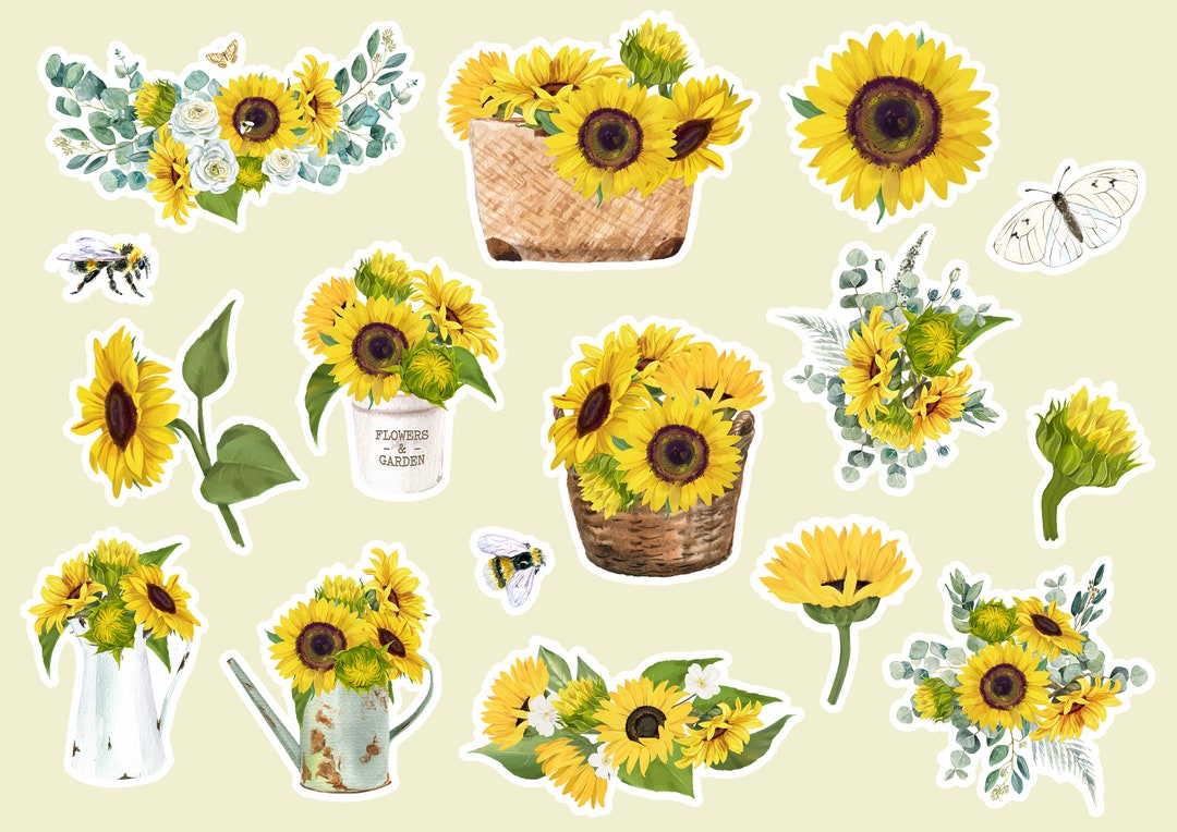 Sunflowers A4 Stickers Stickers Cards Crafts Scrapbooking - Etsy