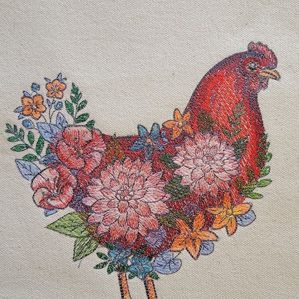 Embroidered Chicken - Etsy