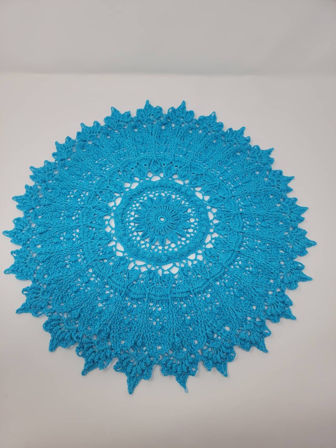 Round Table Runner, Doily, Blue Table Topper, Round Doily - Etsy