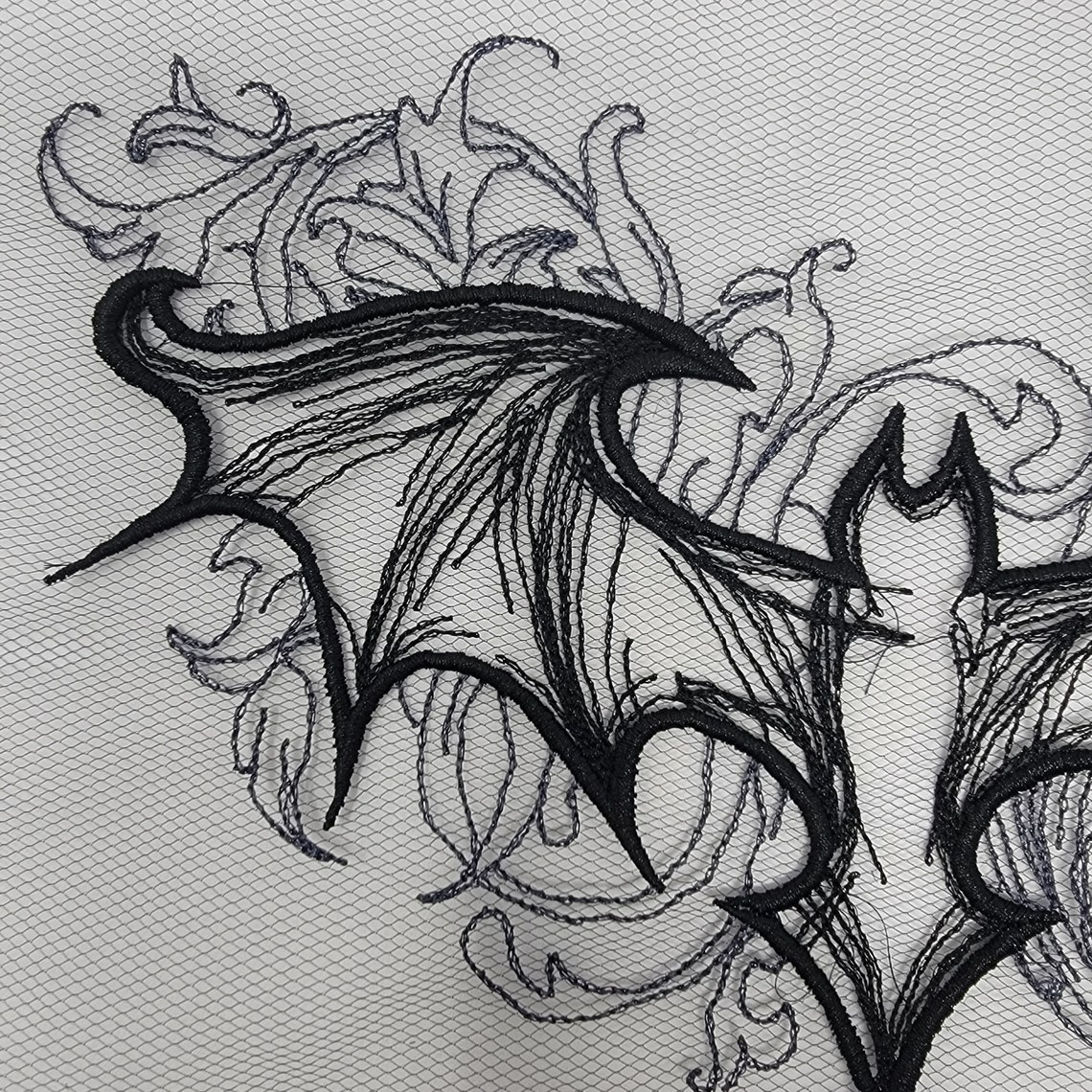 Bat Embroidery, Bat Lace on Tulle - Etsy