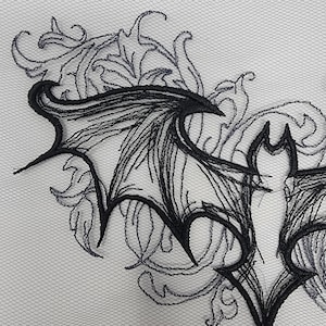 Bat Embroidery, Bat Lace on Tulle - Etsy