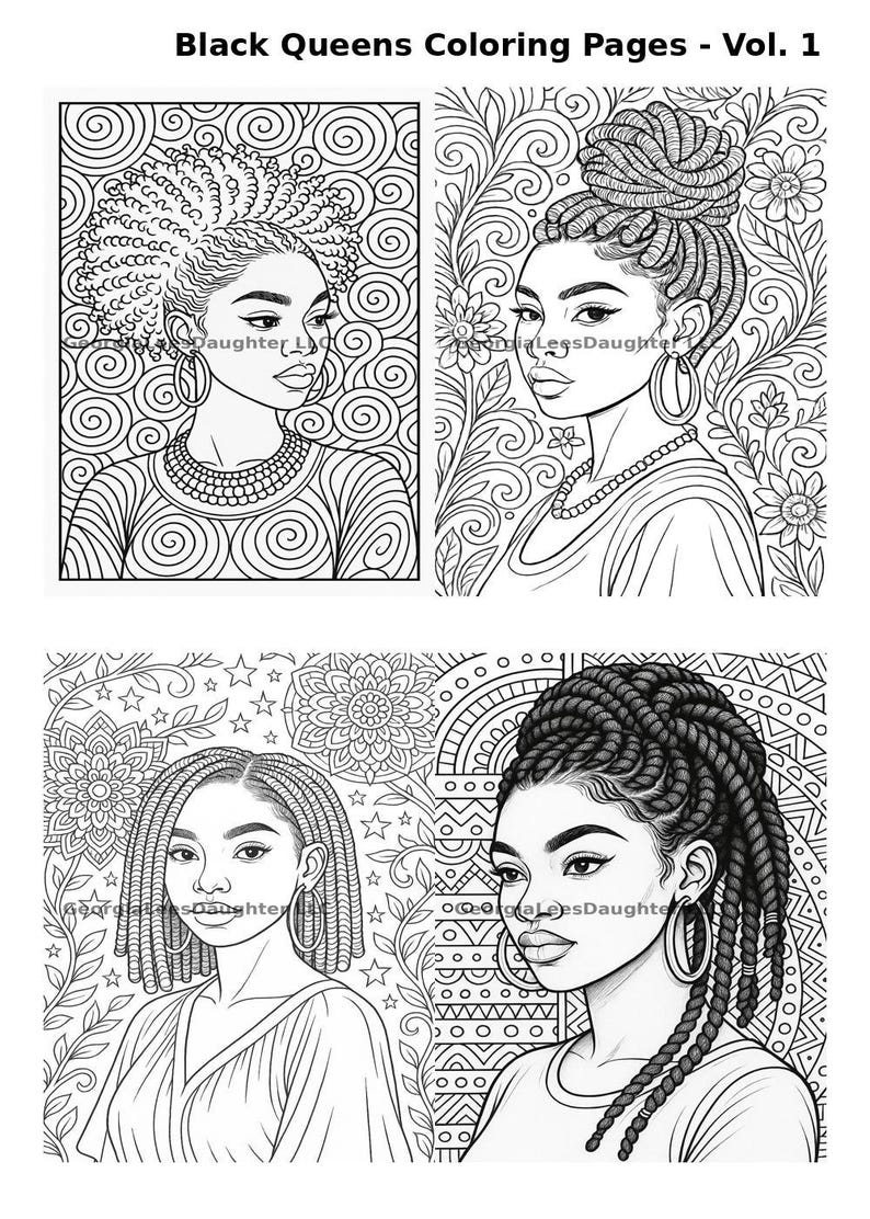 Black Queens Coloring Pages – 10 Printable Afro Art Sheets, Instant PDF ...