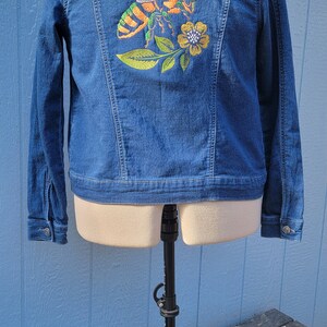 Denim Jacket, Embroidered Bee and Flower, Custom Jean Jacket Ready to ...