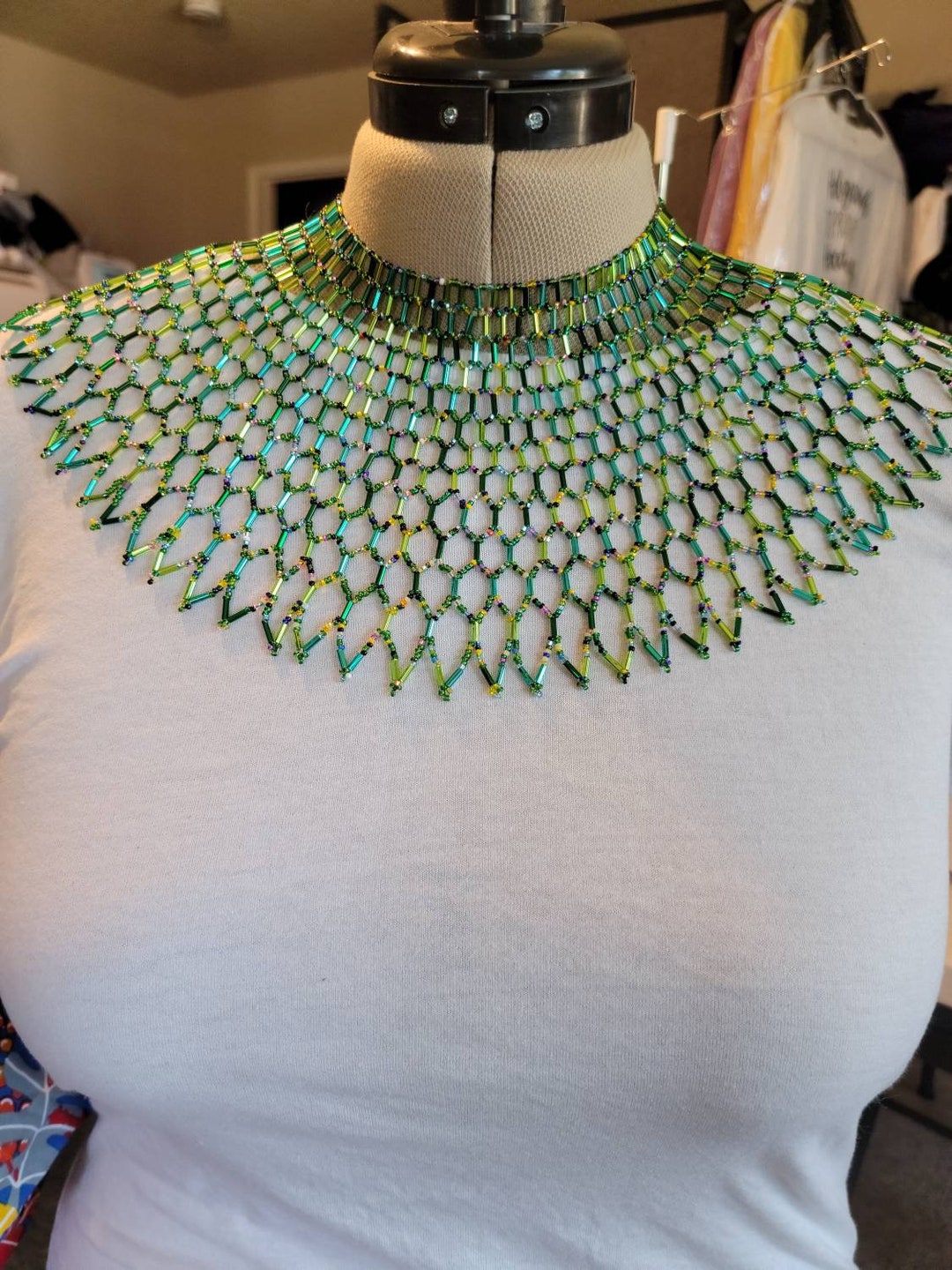 Beaded Net Necklace, Zulu, Weaved, African Jewelry, Netting Necklace ...