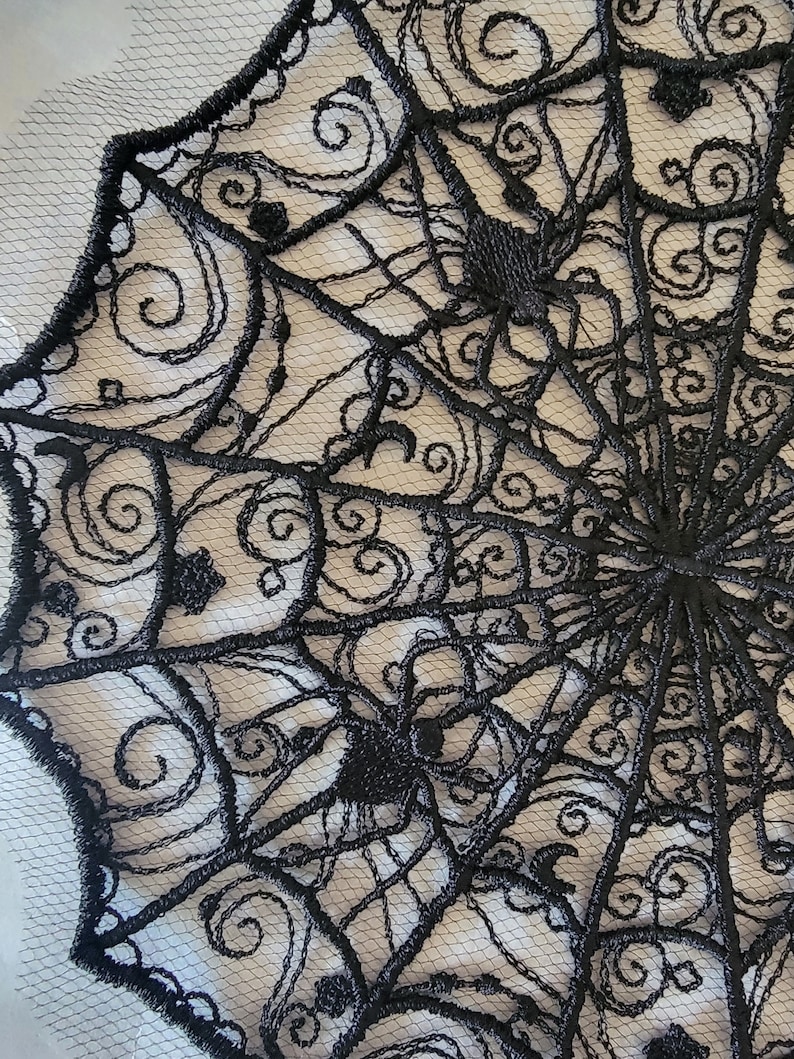 Spider Web Embroidery Doily: Goth Halloween Centerpiece - Etsy