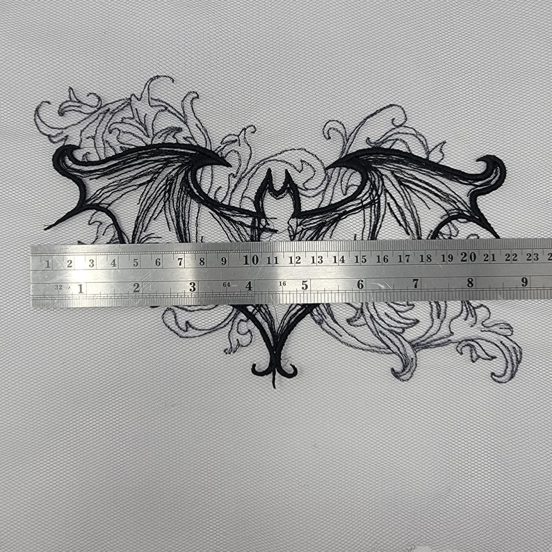 Bat Embroidery, Bat Lace on Tulle - Etsy
