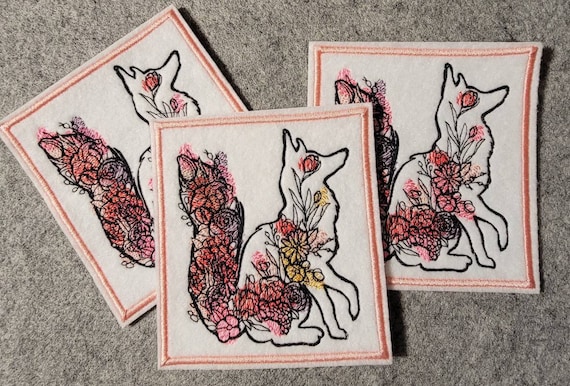 Fox Floral Fox Patch Fox Iron-on Patch Floral Patches Jean - Etsy