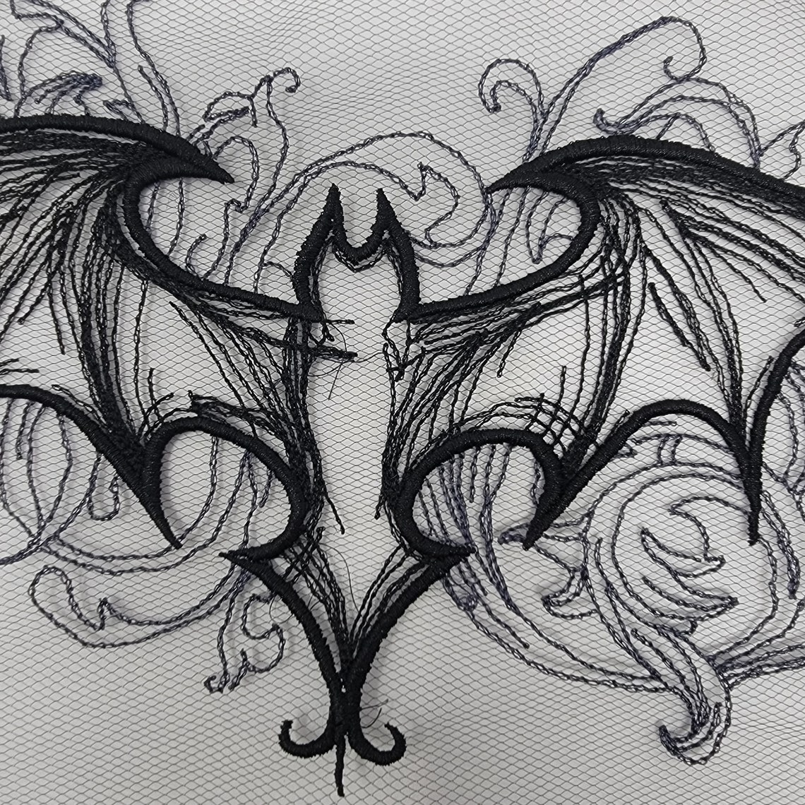 Bat Embroidery, Bat Lace on Tulle - Etsy