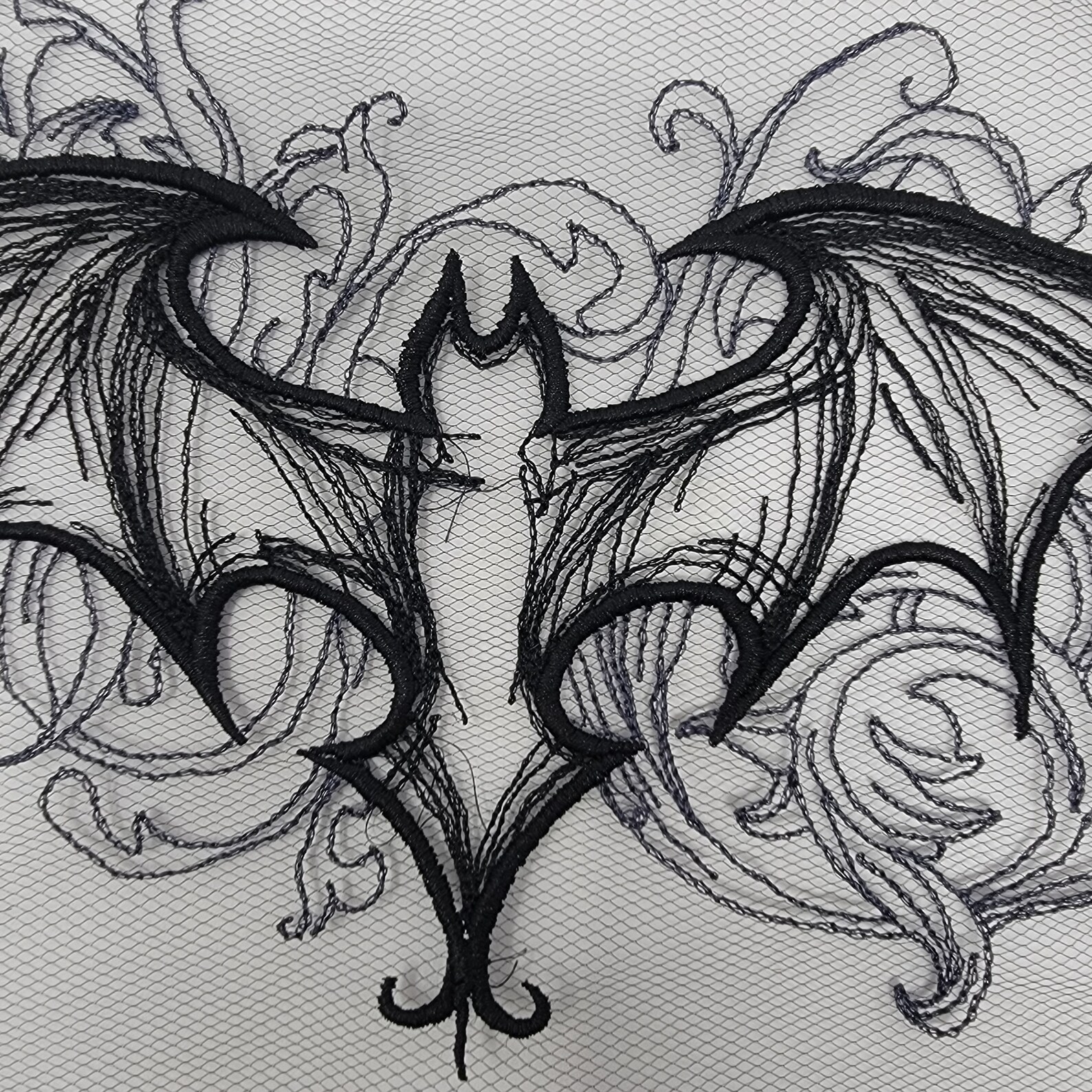 Bat Embroidery, Bat Lace on Tulle - Etsy