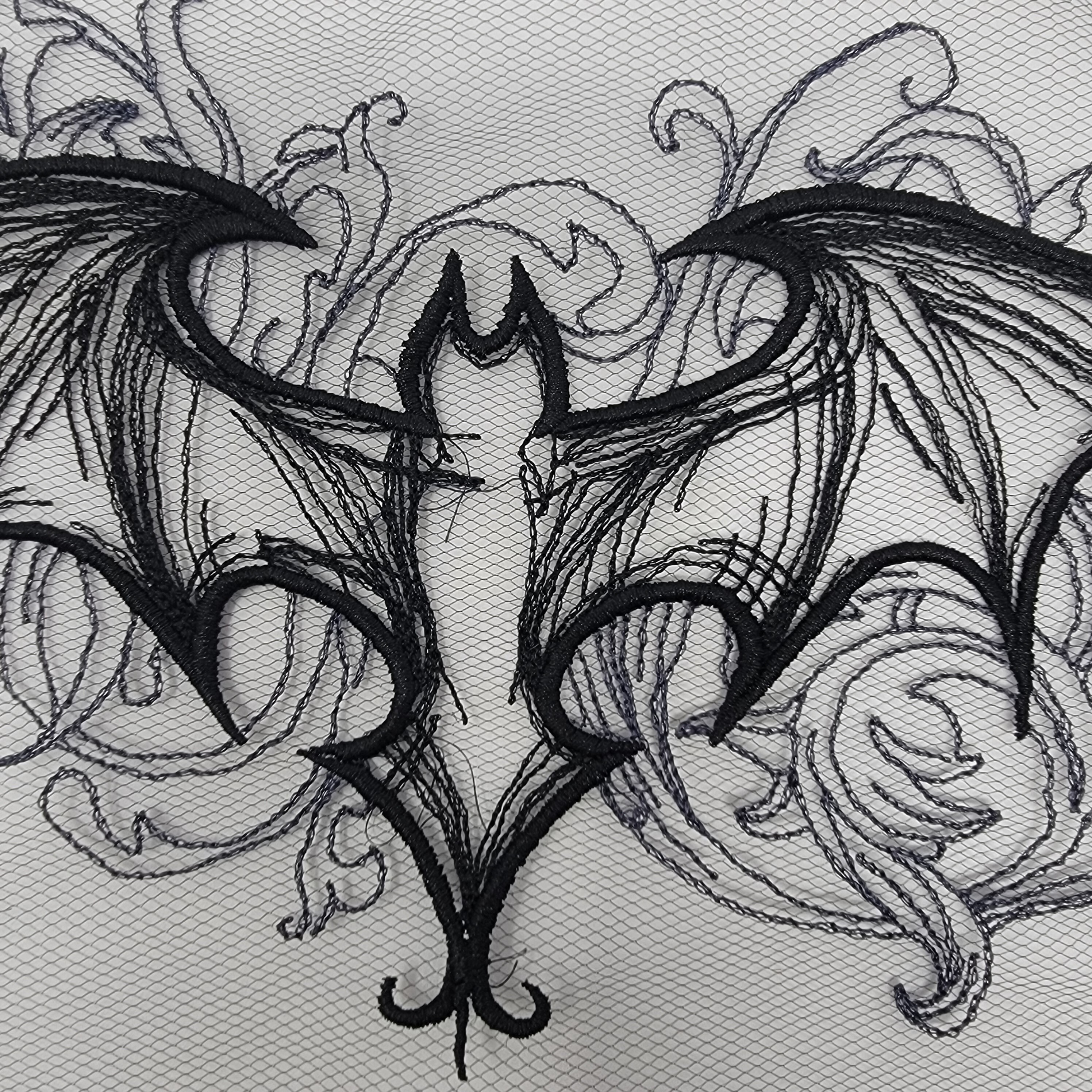 Bat Embroidery, Bat Lace on Tulle - Etsy