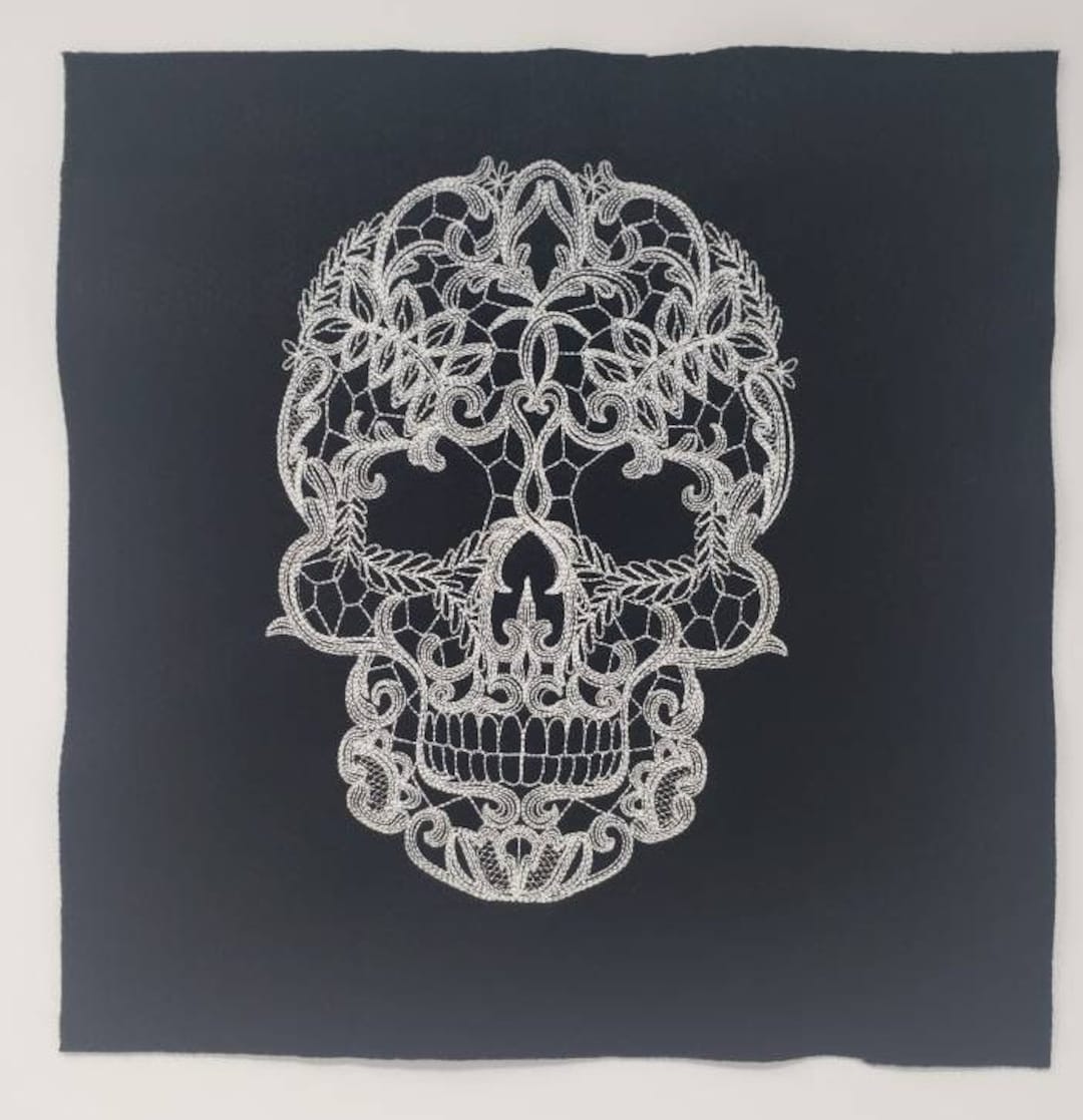 Embroidered Skull Lace Applique: Goth Halloween Decor - Etsy