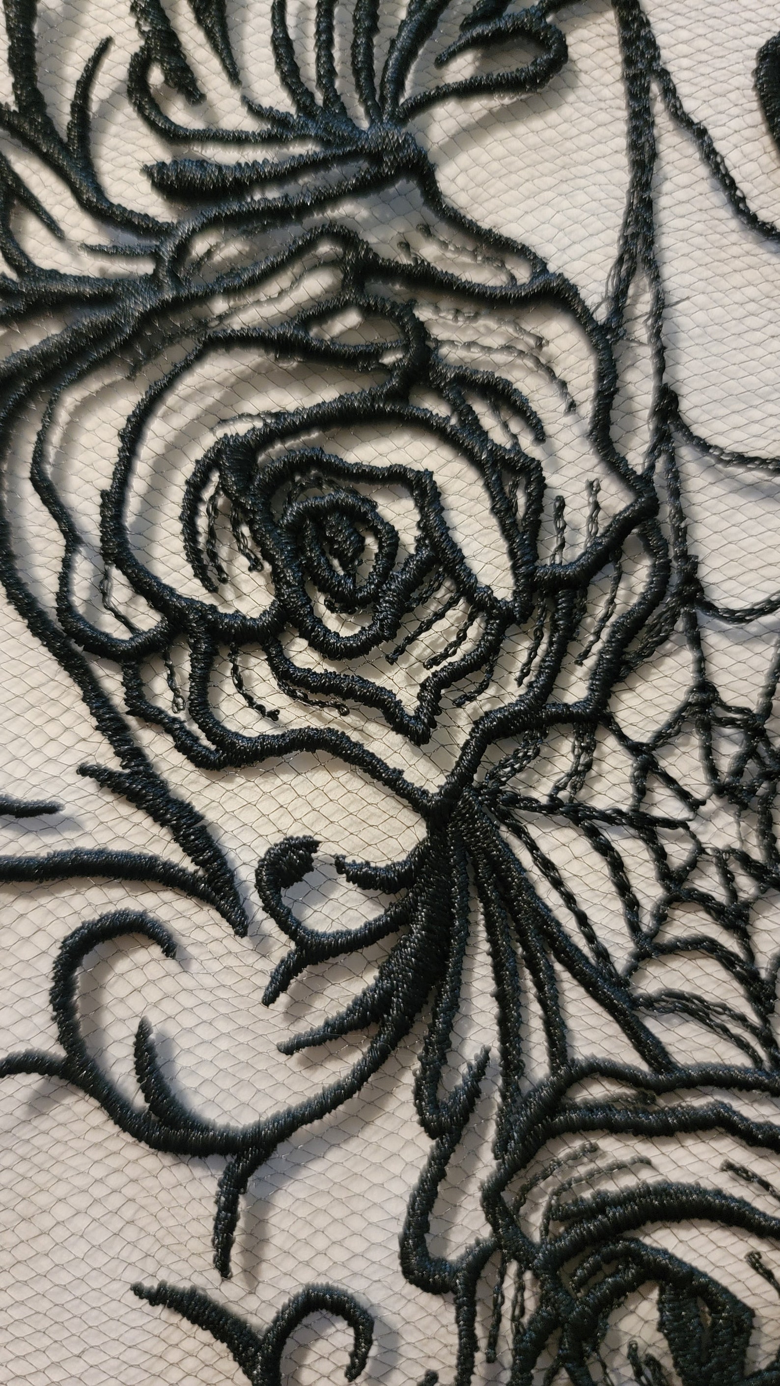 Embroidered Black Rose Spider Web Tulle: Gothic Halloween Decor - Etsy