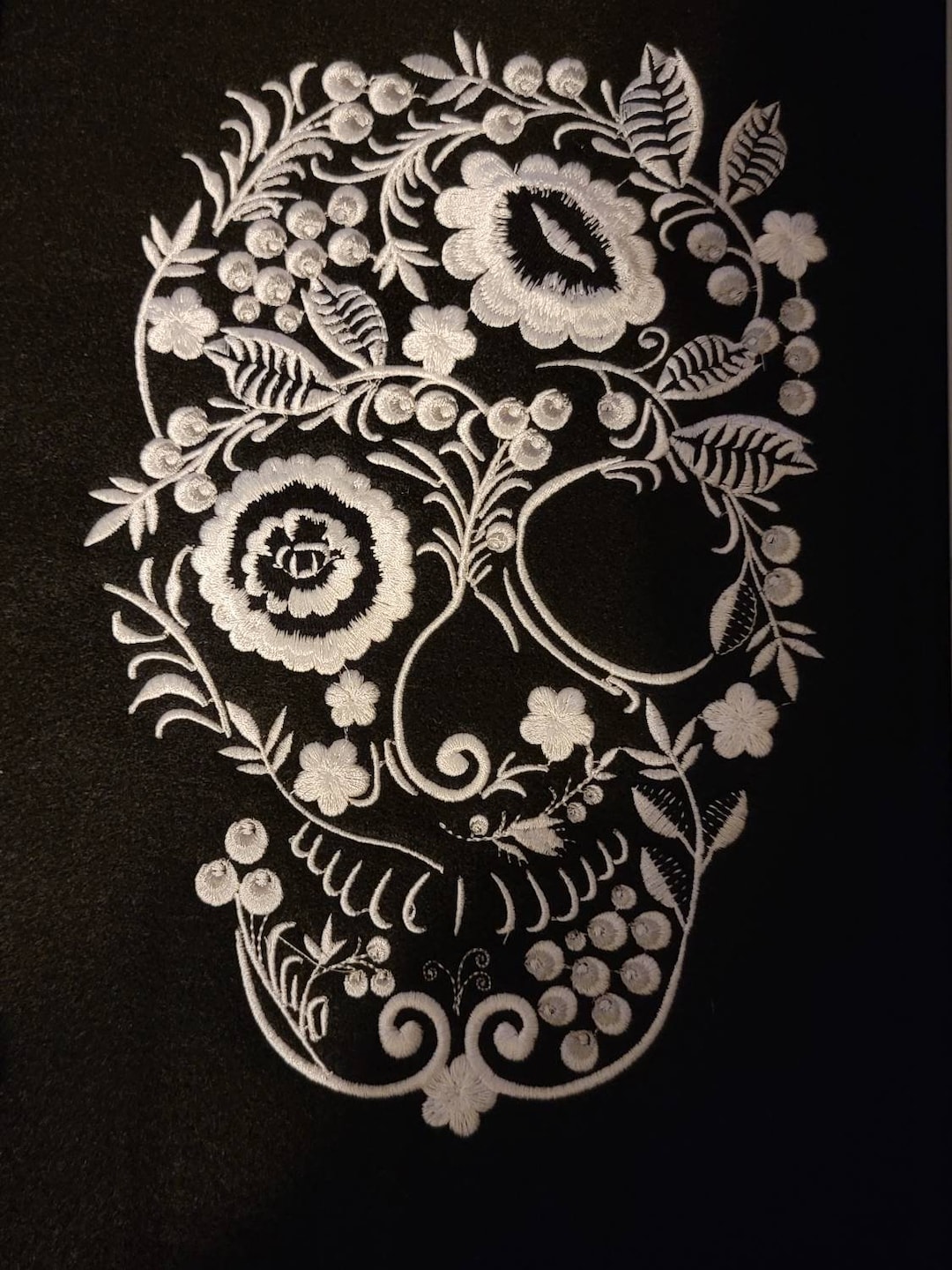 Embroidered Floral Skull Patch: Gothic Felt Applique - Etsy