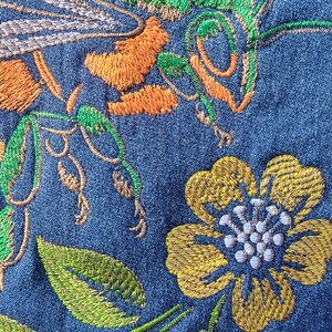 Denim Jacket, Embroidered Bee and Flower, Custom Jean Jacket Ready to ...