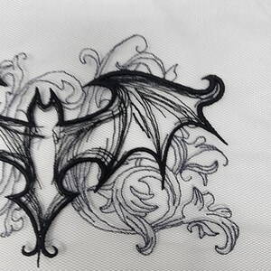 Bat Embroidery, Bat Lace on Tulle - Etsy