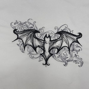 Bat Embroidery, Bat Lace on Tulle - Etsy