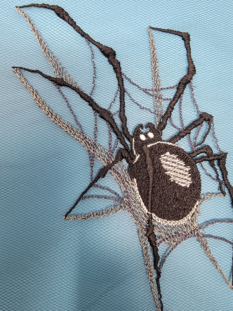 Spider Web Applique: Embroidered Spider Patch on Black Tulle - Etsy