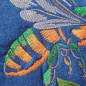 Denim Jacket, Embroidered Bee and Flower, Custom Jean Jacket Ready to ...