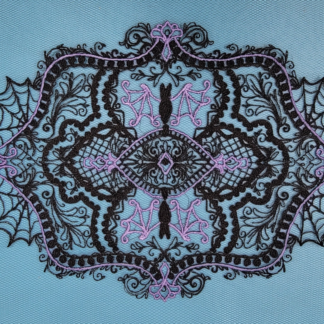 Black Doilies, Gothic Doily, Bats and Cobwebs, Halloween Lace Doily ...