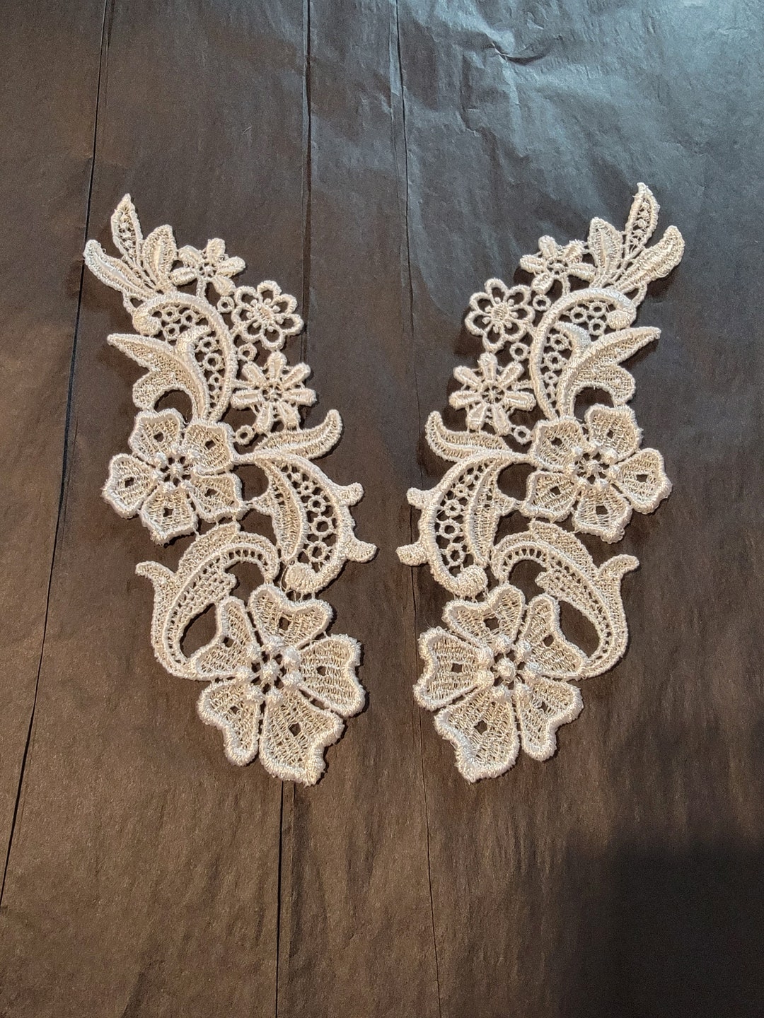 Lace Applique: Victorian Floral Embroidery, Romantic Sewing (set of 2 ...