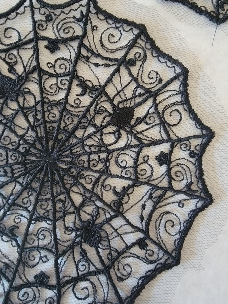 Spider Web Embroidery Doily: Goth Halloween Centerpiece - Etsy