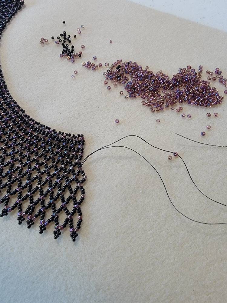 Choker, Beaded Net Necklace, Zulu Necklace, Netted, Weave Choker, Beaded Net Necklace, Zulu Necklace, Netted, Weave