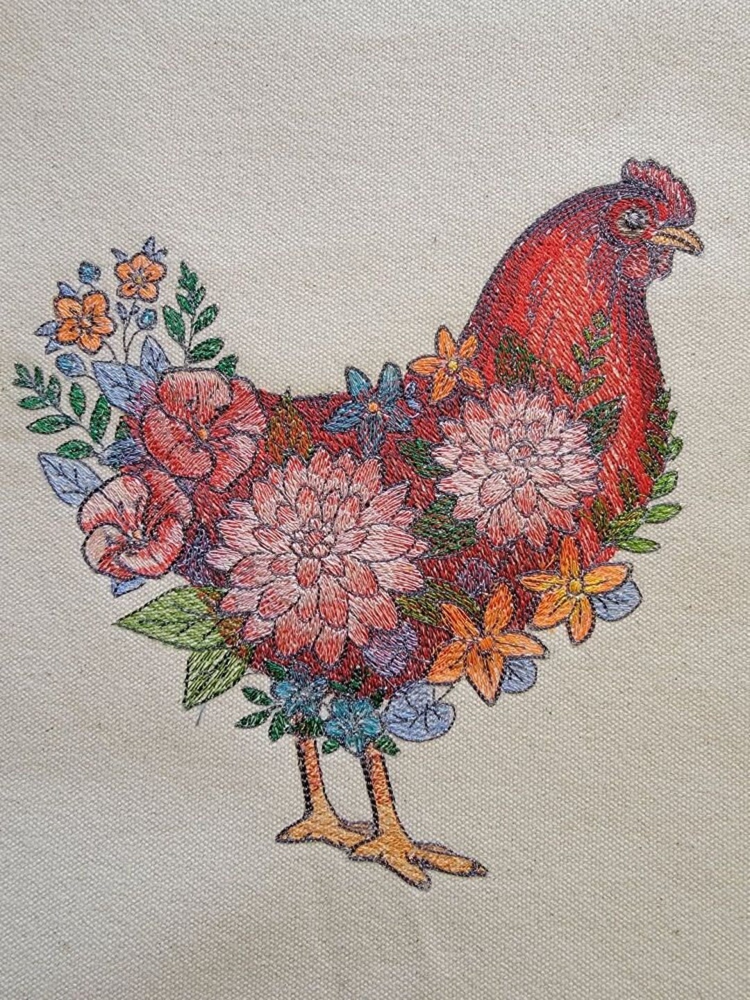 Embroidered Red Chicken, Wall Hangings, Home Decorations, Farm Animals ...