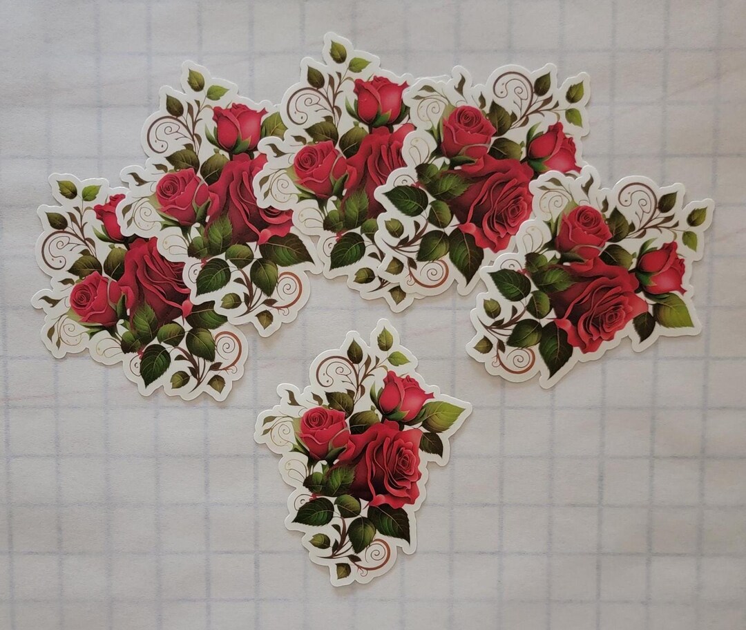 Victorian Rose Garden Vinyl Sticker Set – 6 Laminated Pieces, 5"+ Each ...