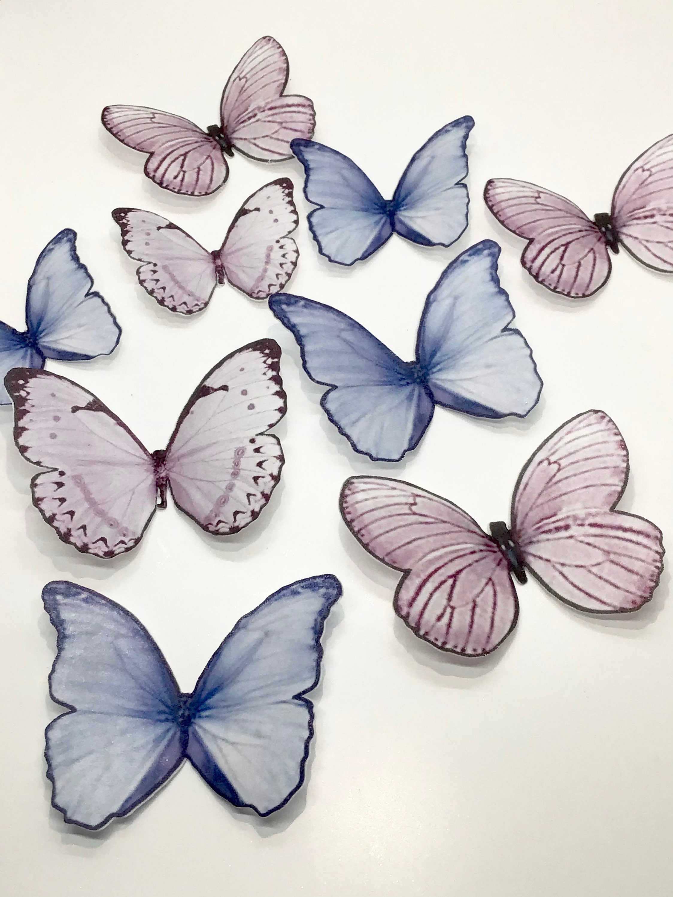 24 PCS Purple & Blue Professional Edible Wafer Butterfly for - Etsy