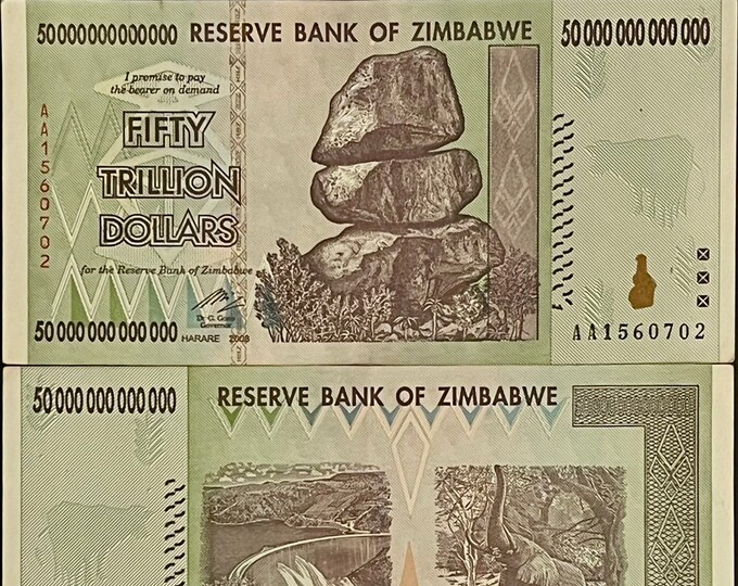 50 Trillion Zimbabwe Banknote: XF-AU 2008 AA Guaranteed - Etsy