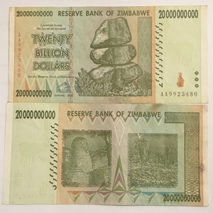 Zimbabwe 20 Billion Dollar 2008 CIR Banknote P-86 1 Pc - Etsy