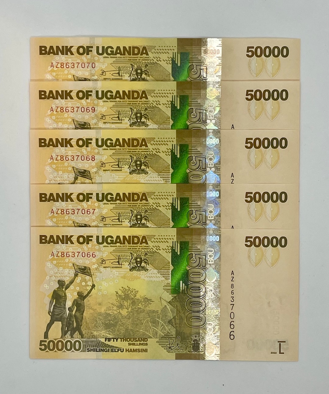 Uganda 50,000 Shilling UNC Banknotes, P-54 - 5 Pcs (250K UGX) - Etsy