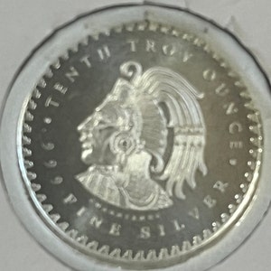 1/10 Oz 999 Silver Bullion Coin: Aztec or Mayan Calendar 1 Pc Vintage ...