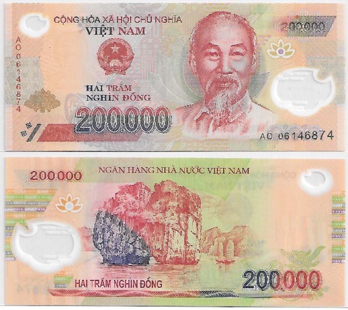 200000 Vietnamese Dong One 200K VND Polymer Banknote | Etsy