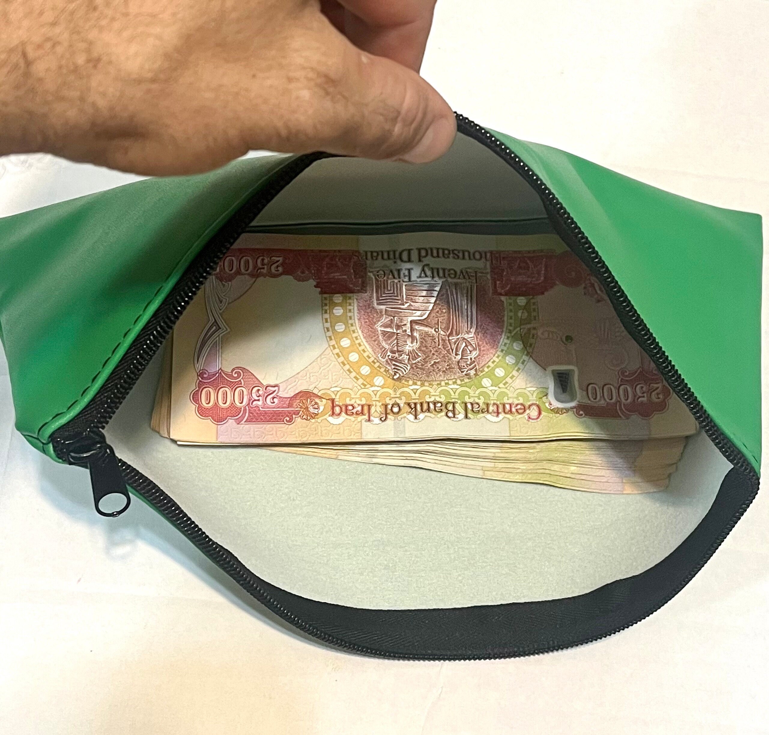 Green 11 X 6 Inch Currency Pouch / Zippered Paper Money Bag 1 Pc - Etsy